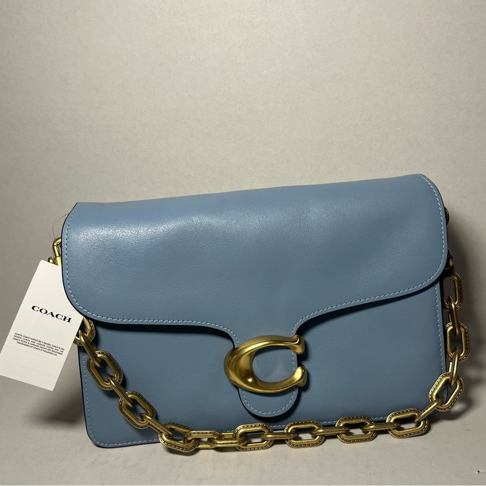 Coach Chain Tabby Blue/Bluebell Leather Soft Shoulder… - Gem